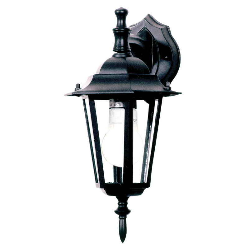 Crown Black Six-Panel Down-Facing Outdoor Lantern Light