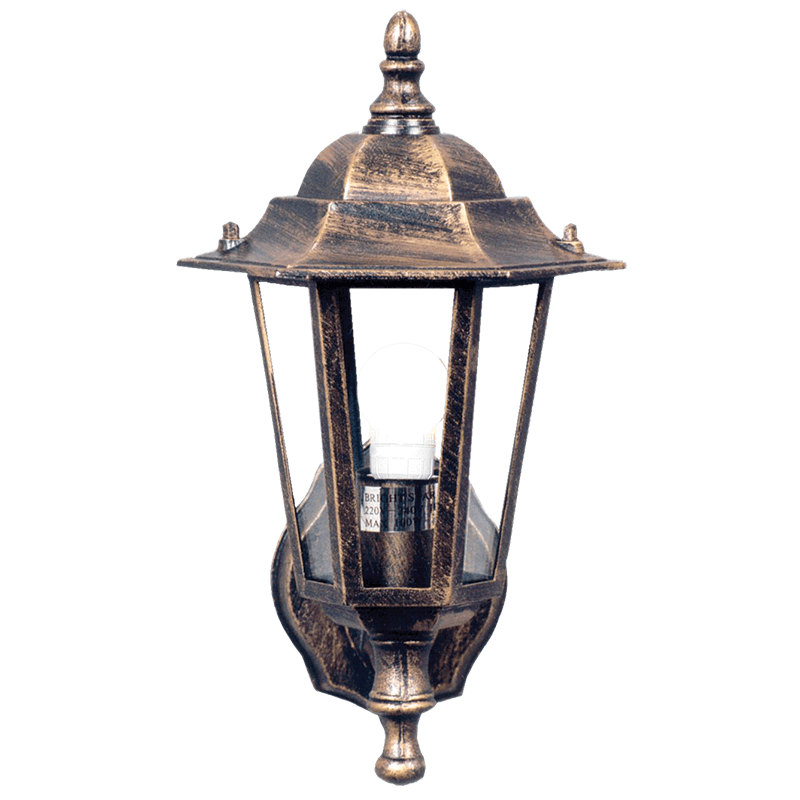 Crown Black/Gold Six-Panel Up-Facing Outdoor Lantern