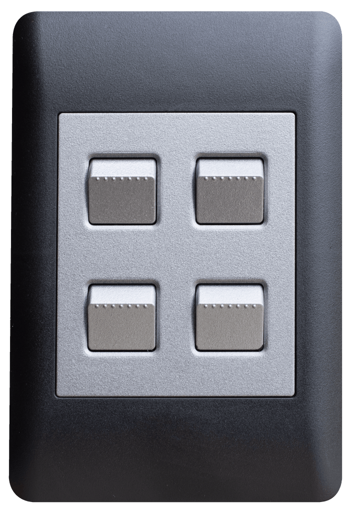 Titanium Black Apollo 4x2 1 Lever Dimmer & 3 Lever Switch | Zebbies