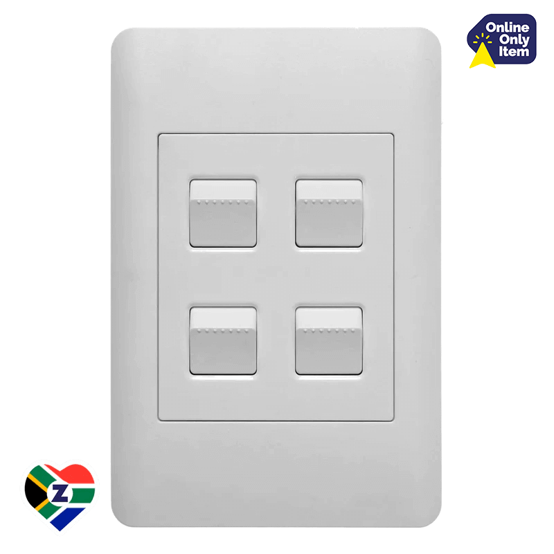 White Apollo 4x2 4 Lever Switch