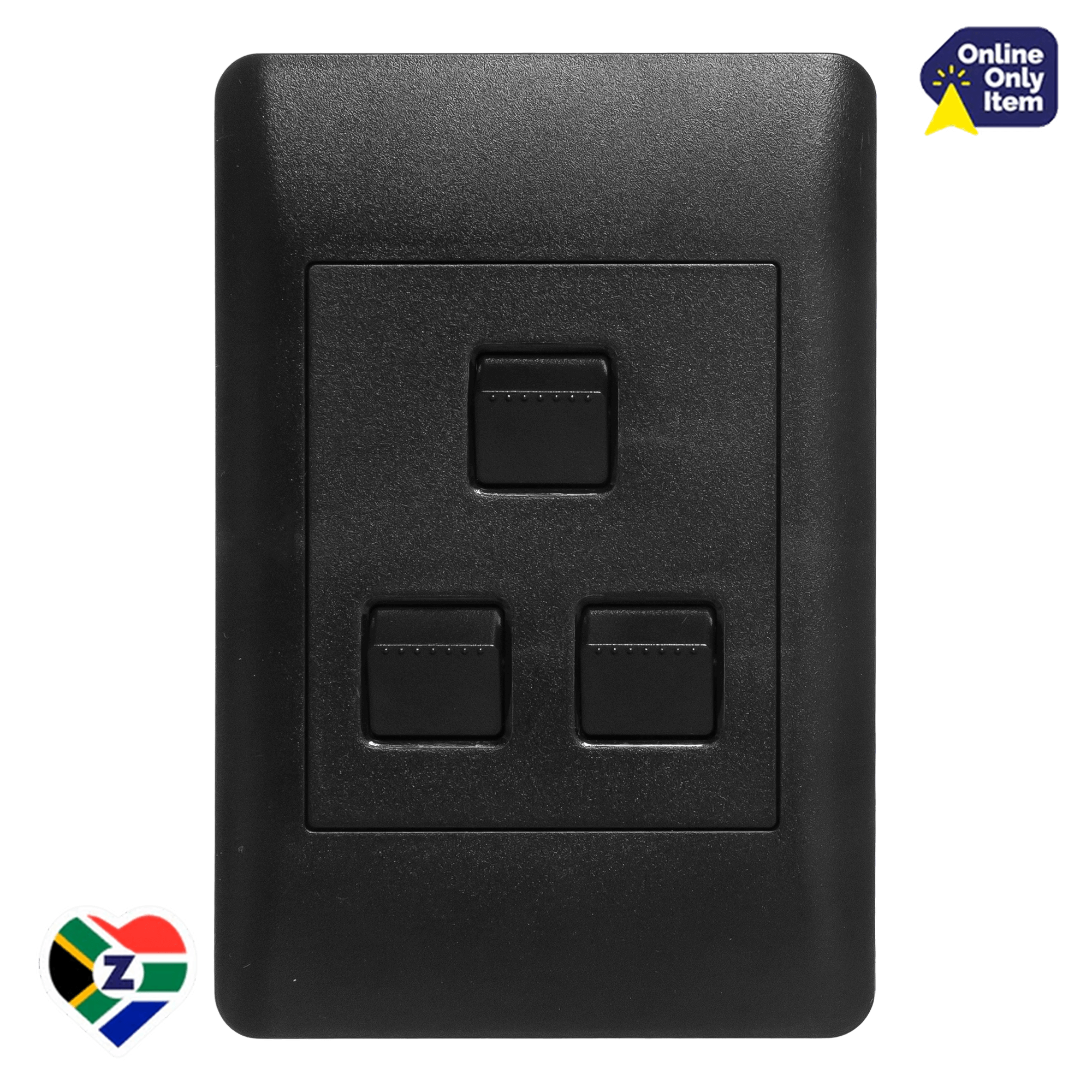 Black Apollo 4x2 1 Lever Dimmer and 2 Lever Switch