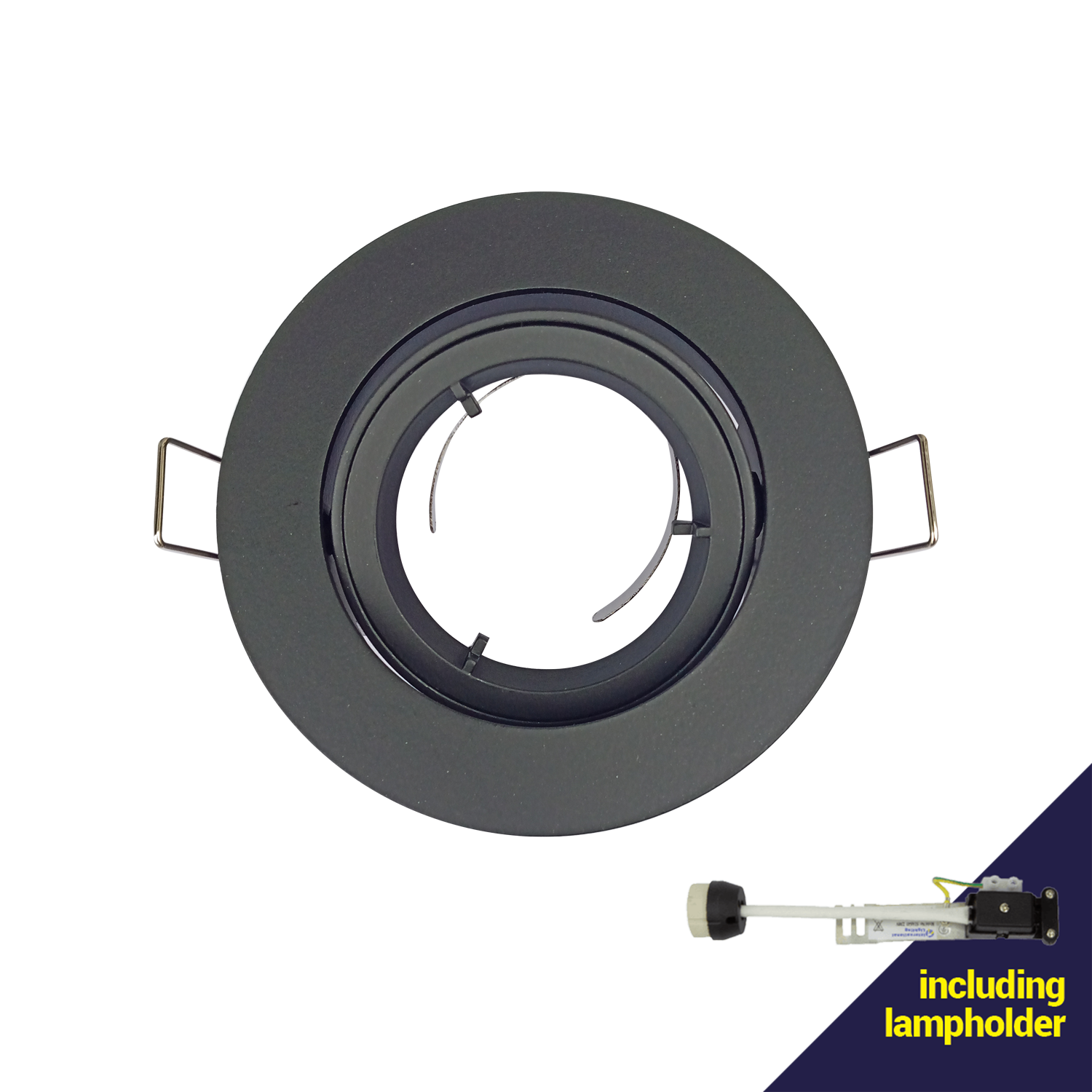 Black GU10 220V Tiltable Downlight with 82mm Cut Out