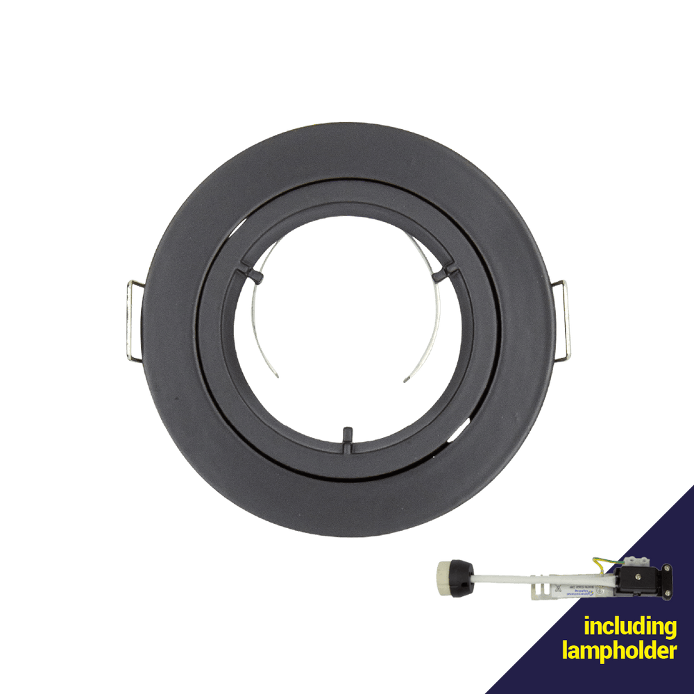 Black Fixed GU10 220V Downlight with a 70mm Cut Out