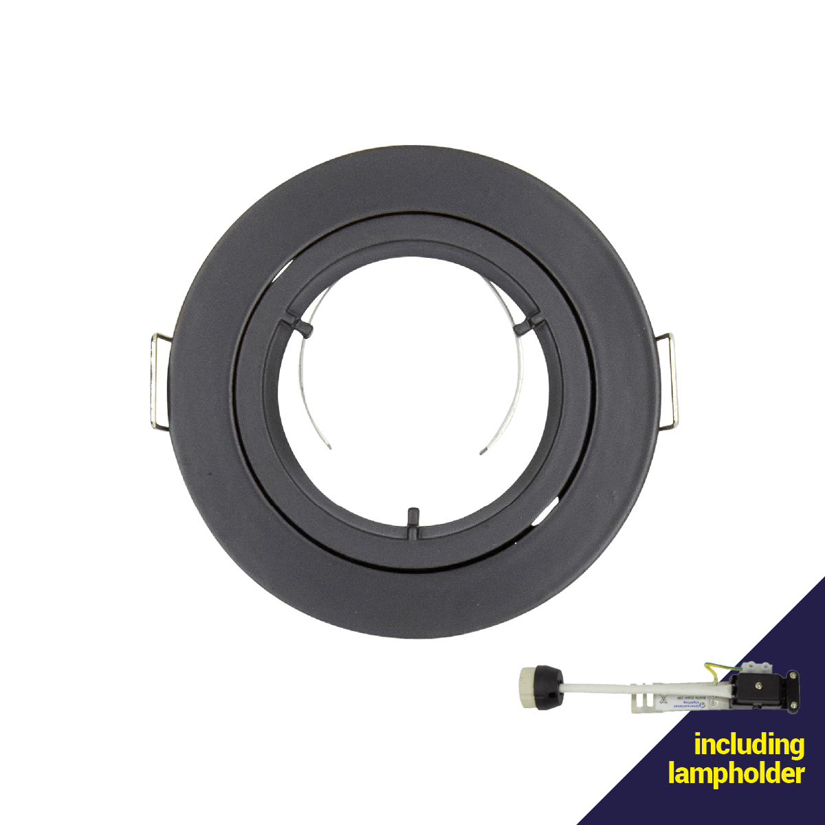 Black Fixed 220V Downlight | 70mm Cut Out | Twist-Off Ring | Zebbies