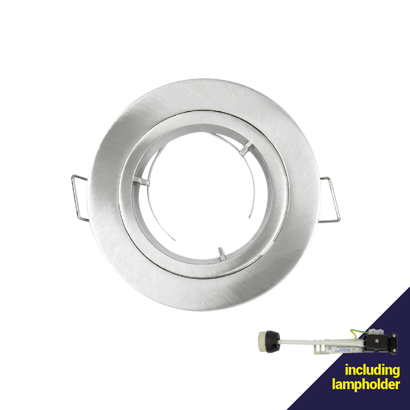 Brushed Chrome 220V Fixed Downlight | 70mm Cut-Out | Zebbies