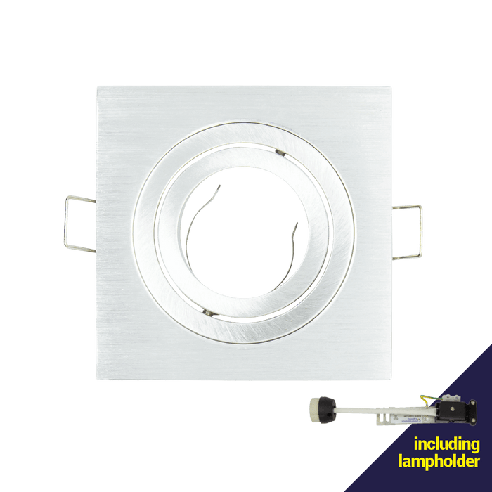 CNC Square Tilt 220V Downlight | 77mm Cut Out | Satin Nickel | Zebbies