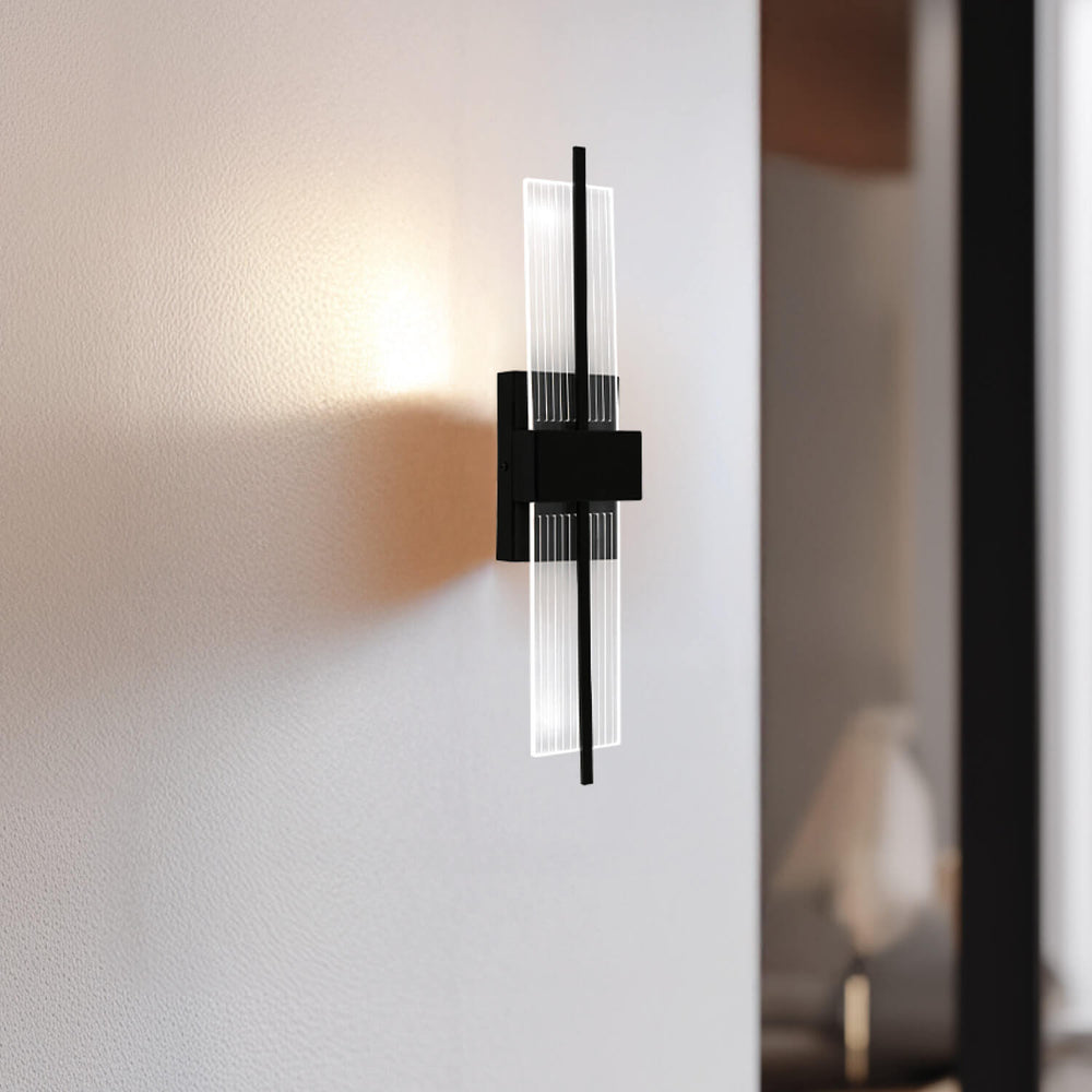 Chloe Black and Fluted PMMA 7W Cool White LED Wall Light