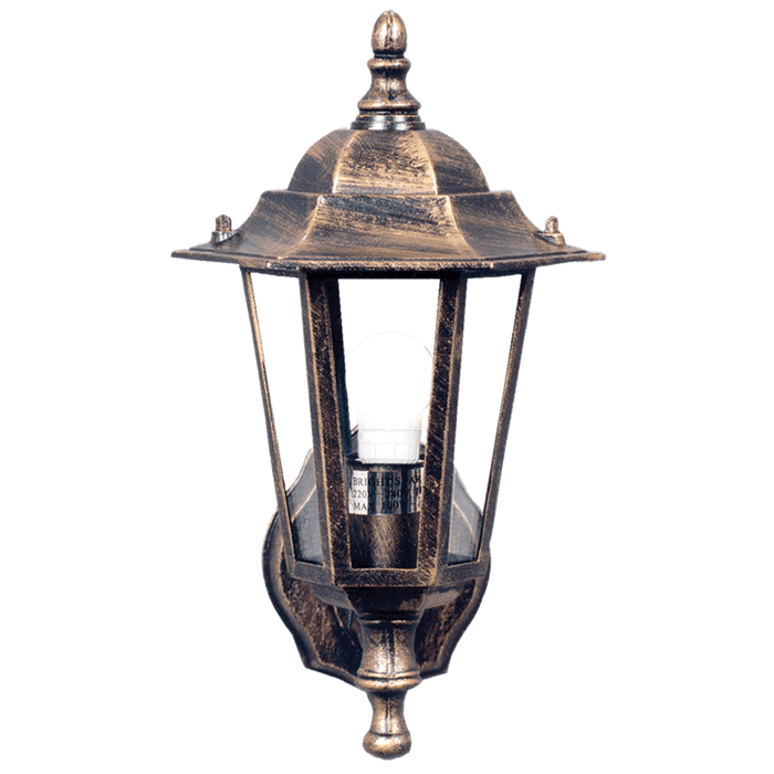 Crown Black/Gold Six-Panel Up-Facing Outdoor Lantern