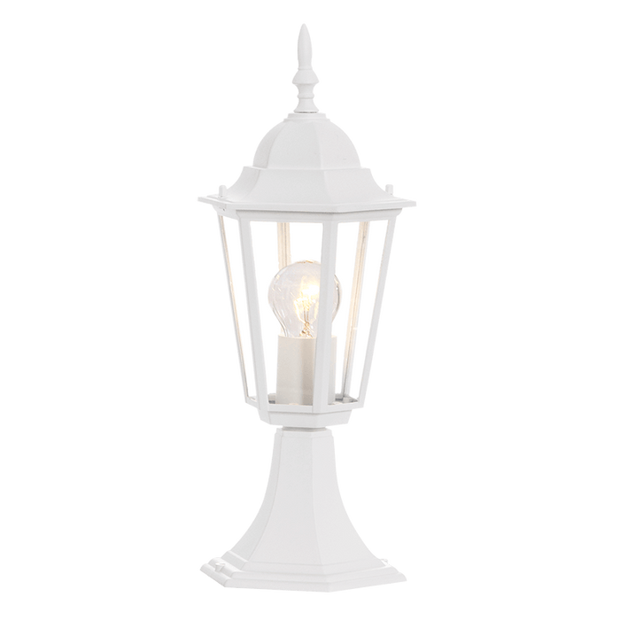 Crown White Six-Panel Outdoor Pedestal Lighting Garden Light
