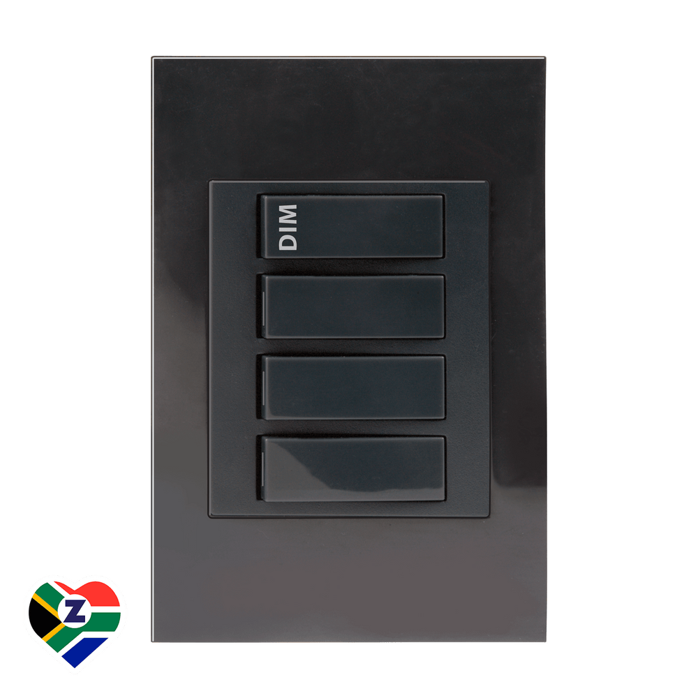 Charcoal Dena Q 4x2 1 Lever Dimmer and 3 Lever, 2 Way Switch