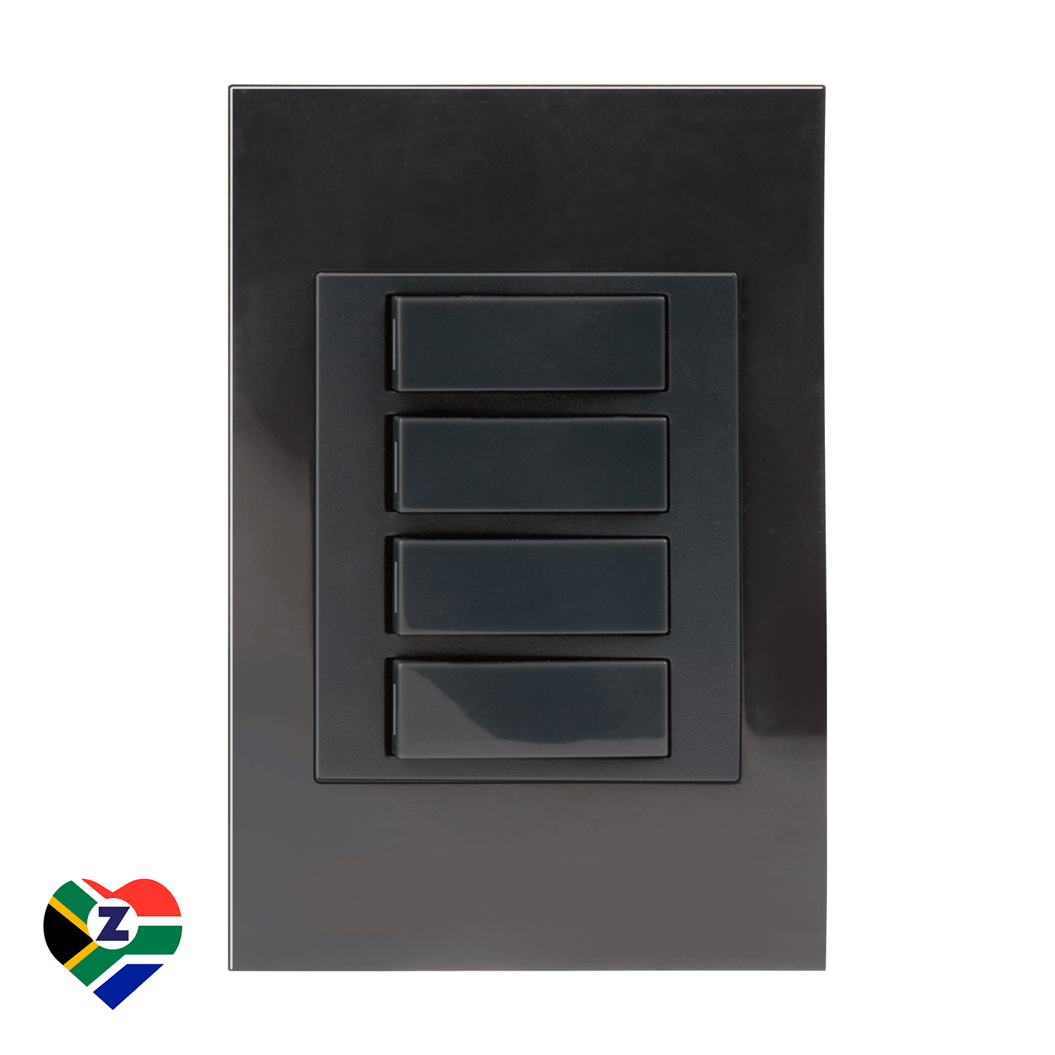 Dena Q Charcoal Black 4x2 Four Levers Light Switch