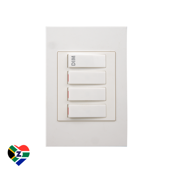 Dena Q 4x2 White 1 Lever Dimmer & 3 Lever Switch | Lever Dimmer | Zebbies