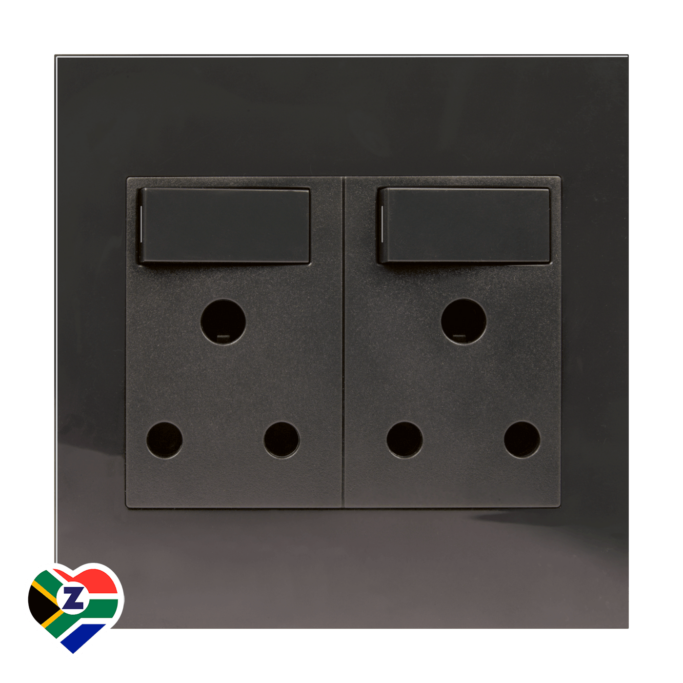 Dena Q Charcoal black 4x4 Double 3 pin Power Plug switches