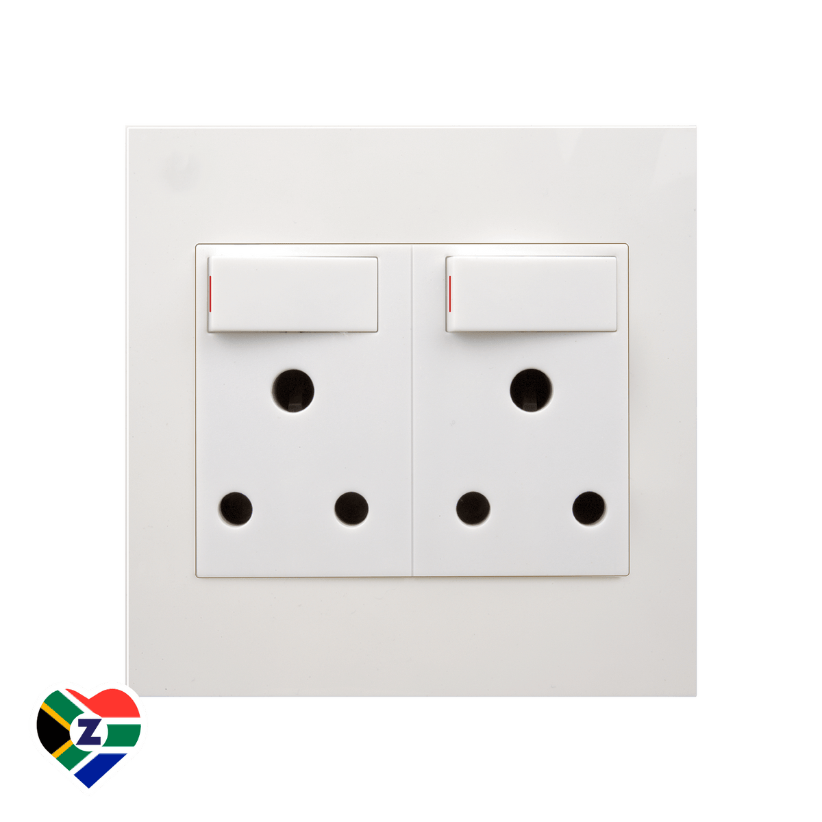 Dena Q 4x4 White Dual Outlet 16A Plug & Wall Socket