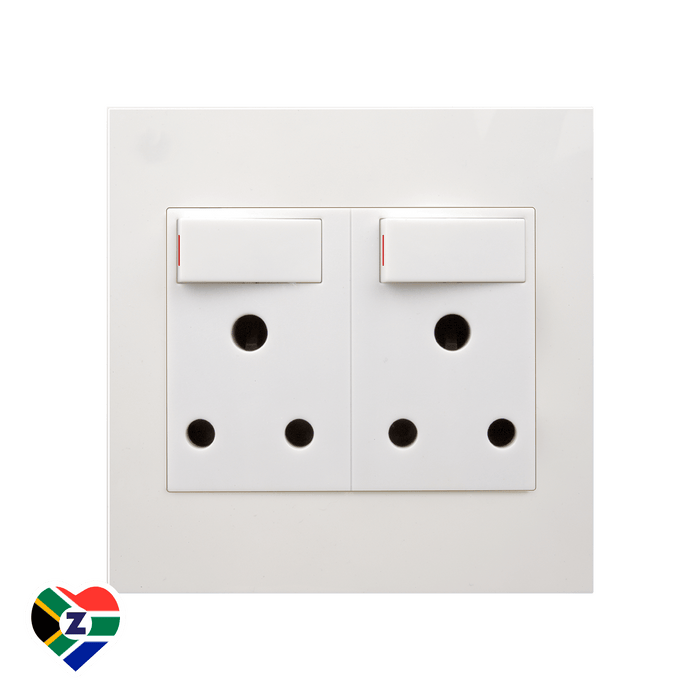 Dena Q 4x4 White 16 Amp Double Plug Socket | Zebbies Lighting