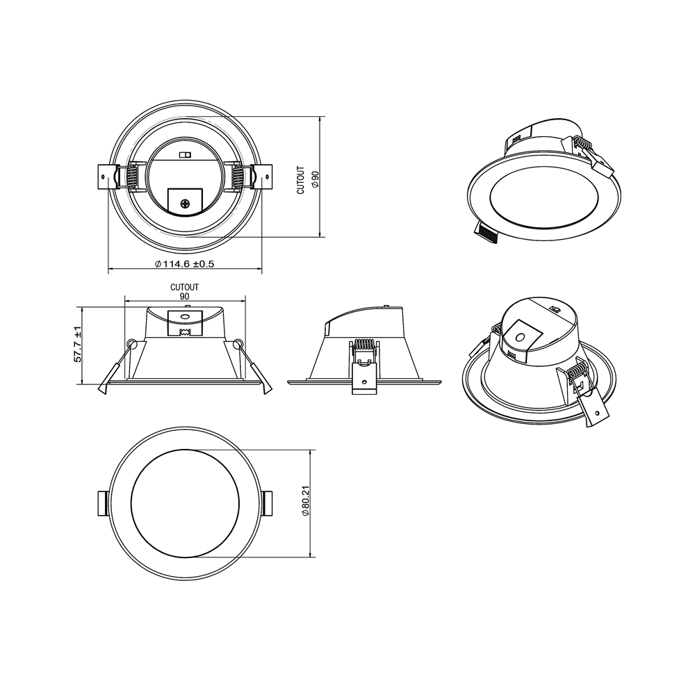 Eclipse White 8W CCT Dimmable LED Downlight