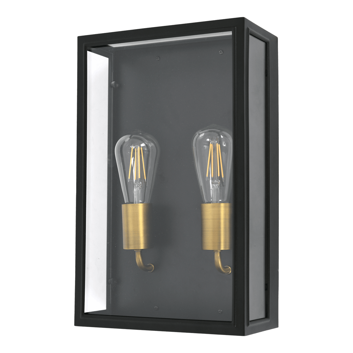 Madison Sand Black & Brass 2-Light Outdoor Wall Light | Zebbies