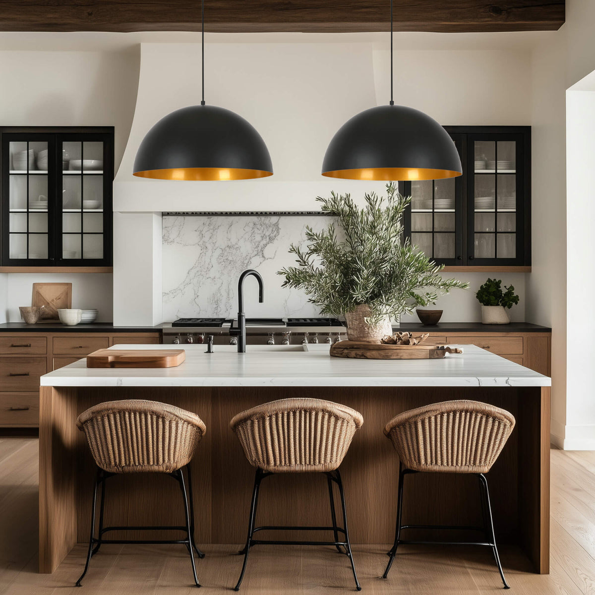 Nova Matte Black & Gold 1-Light Pendant | Modern Industrial Lighting ...