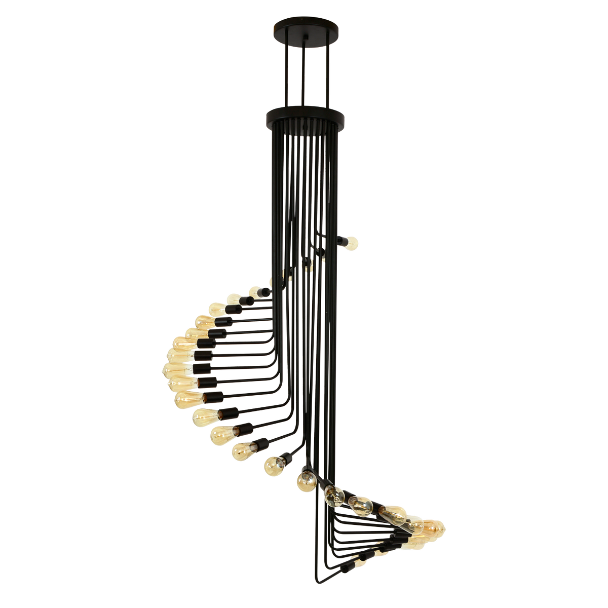 Pivot 32 Light Black Pendant Light for double volume spaces