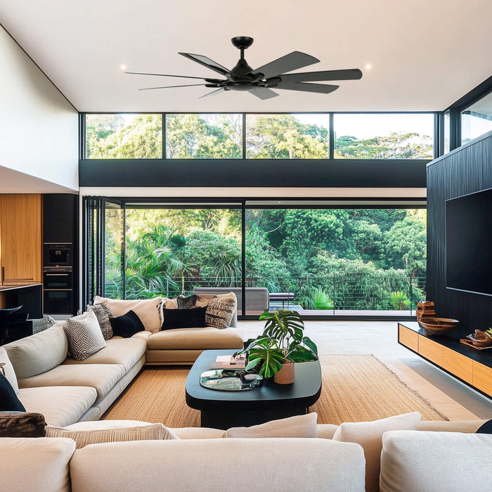 Raven Matte Black Ceiling Fan with Remote Control | Modern 8-Blade Fan ...