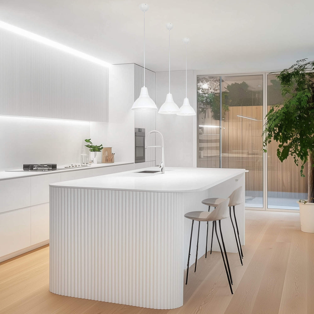 Rio White Metal Pendant Light | Adjustable Modern E27 Hanging Light