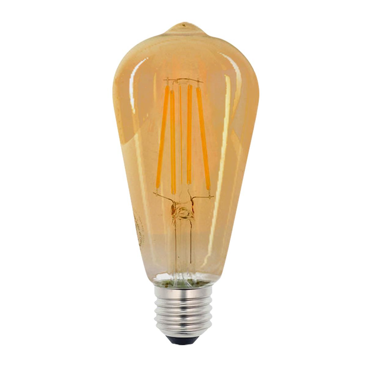 ST64 6W ES & E27 Amber Dimmable Warm White Filament LED Globe