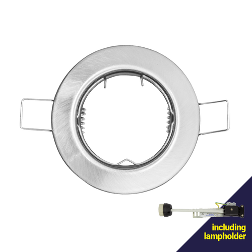 Satin Nickel Die Cast 220V Tilt Downlight | 74mm Cut-Out | Zebbies
