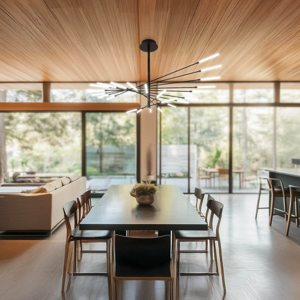 Voguing Large Matte Black 50W LED Pendant Light | CCT Dimmable