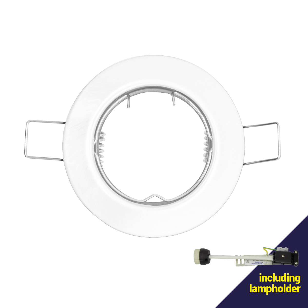 White GU10 Fixed 220V Downlight with a 63mm Cut Out