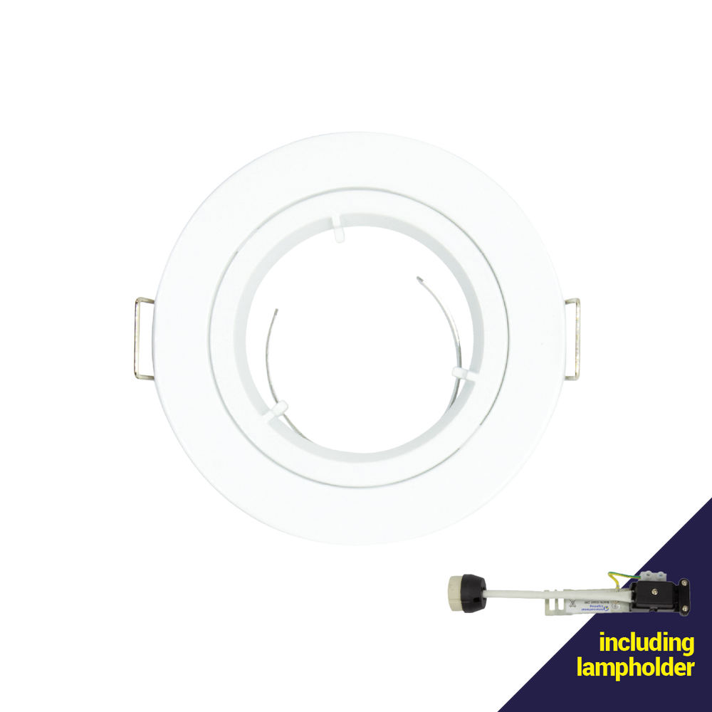 White GU10 Fixed 220V Downlight with a 70mm Cut Out