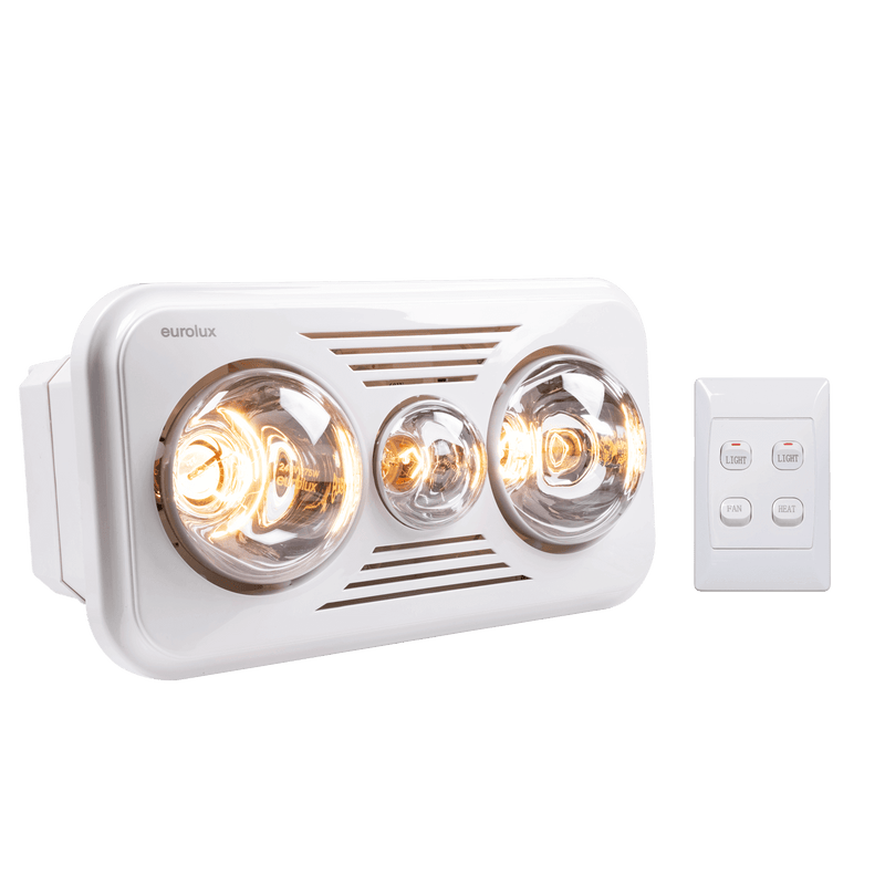 White Plastic 3-in-1 Bathroom Heater | Heat & Light Unit | Zebbies