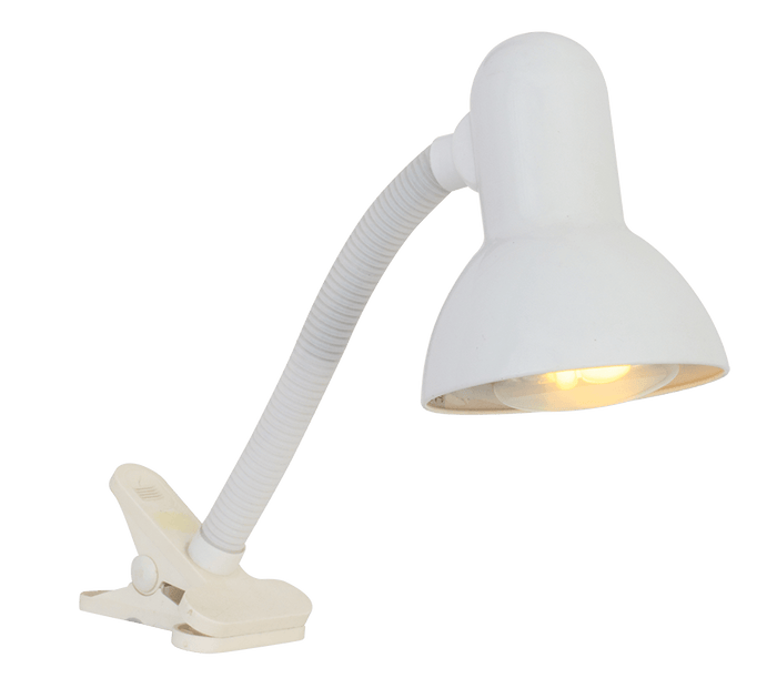 White Student Desk Lamp with Clamp | Space-Saving Study Light | Zebbies