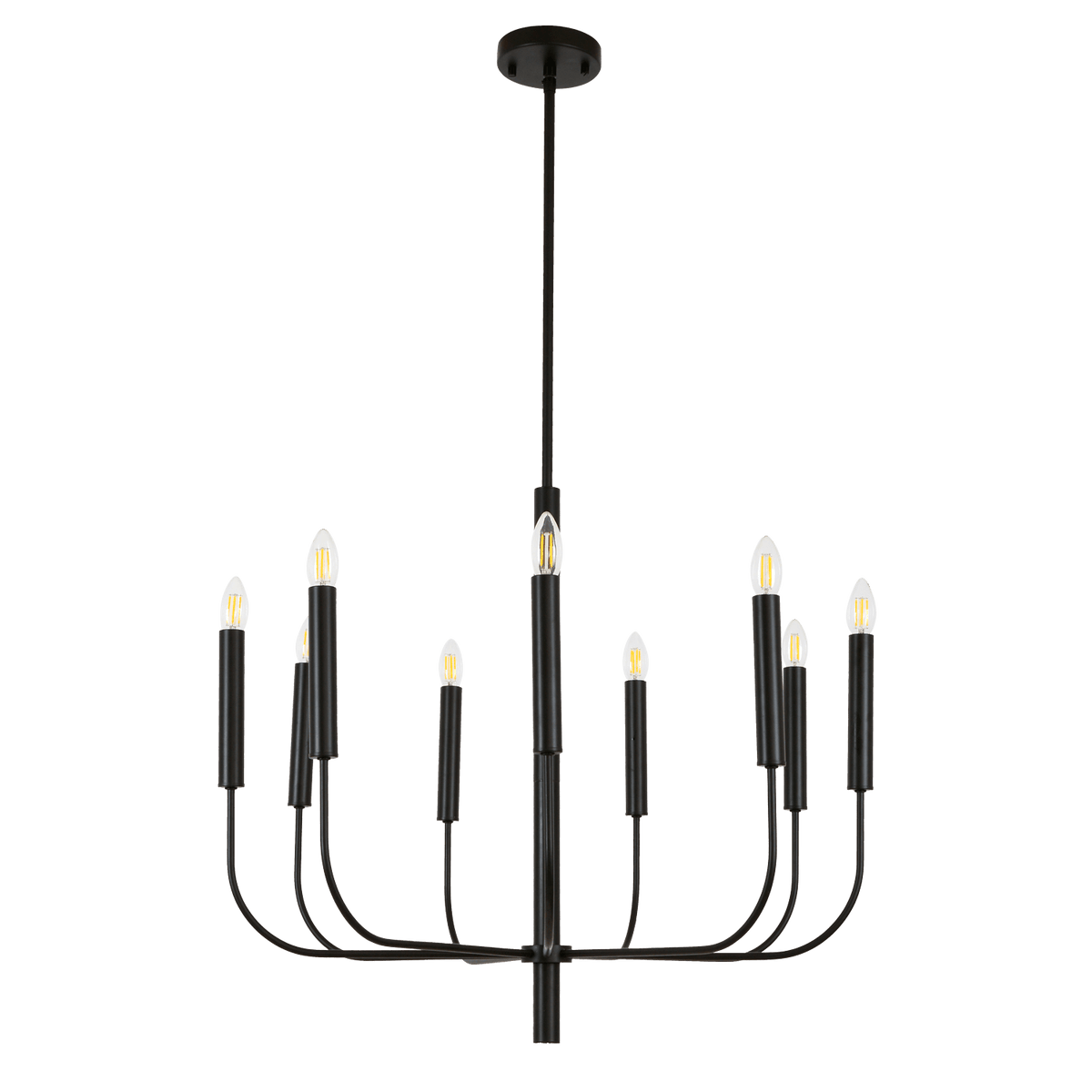 Harlow 9 Light Black Chandelier | Contemporary Metal Lighting | Zebbies