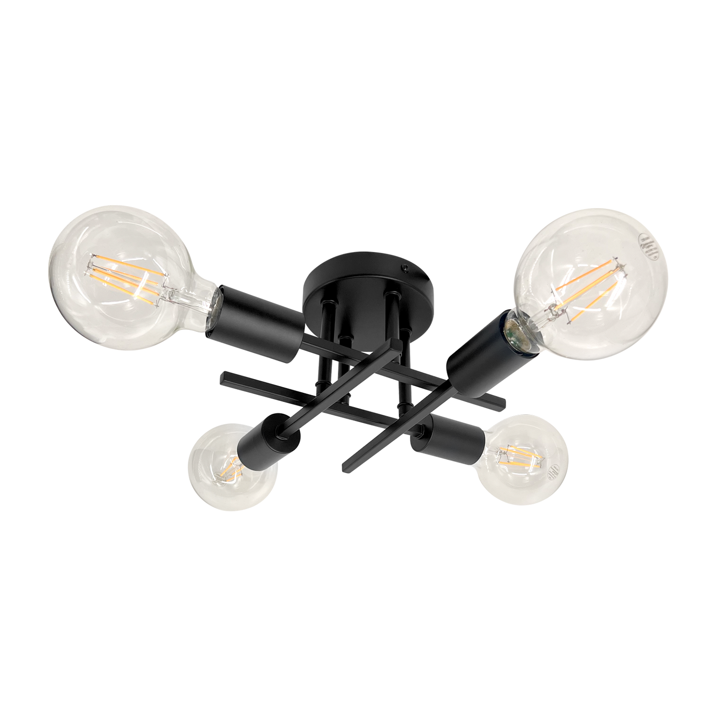 Olivia Black 4 Light Ceiling Light | Compact Modern Industrial | Zebbies