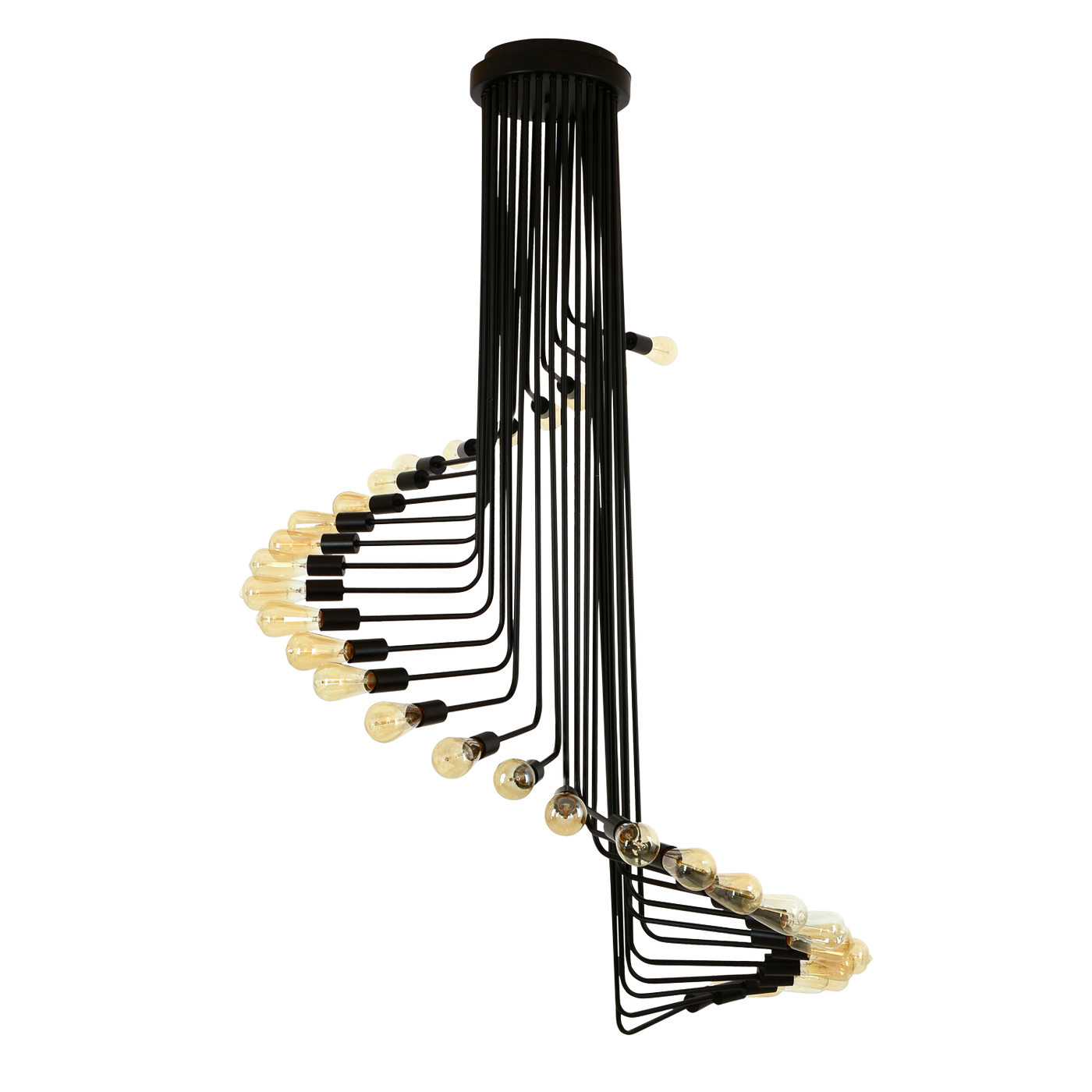 Pivot 32 Light Black Double Volume Chandelier | Grand Entryway Lighting ...