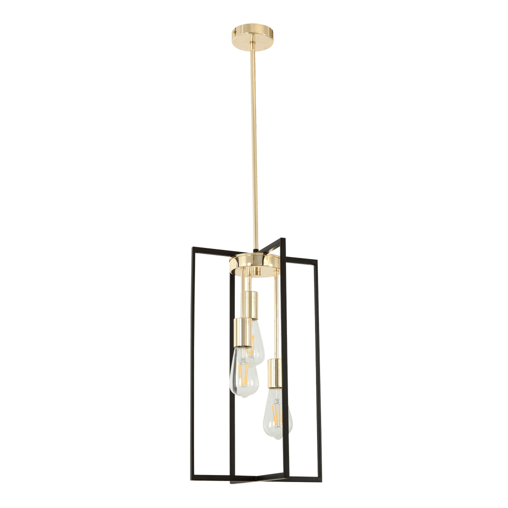 Sia 3-Light Geometric Pendant | Champagne Gold & Black | SKU 3422 | Zebbies